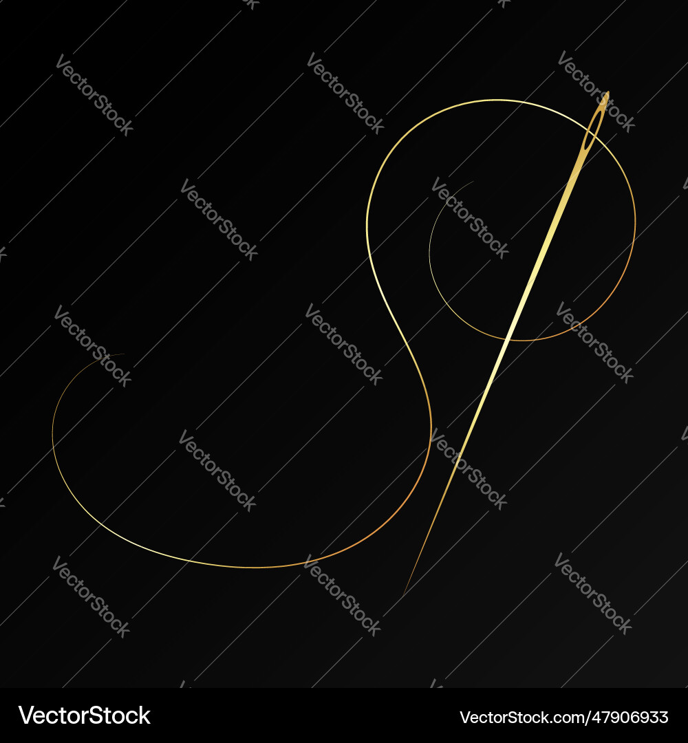 Gold needle with a nickname for sewing Royalty Free Vector
