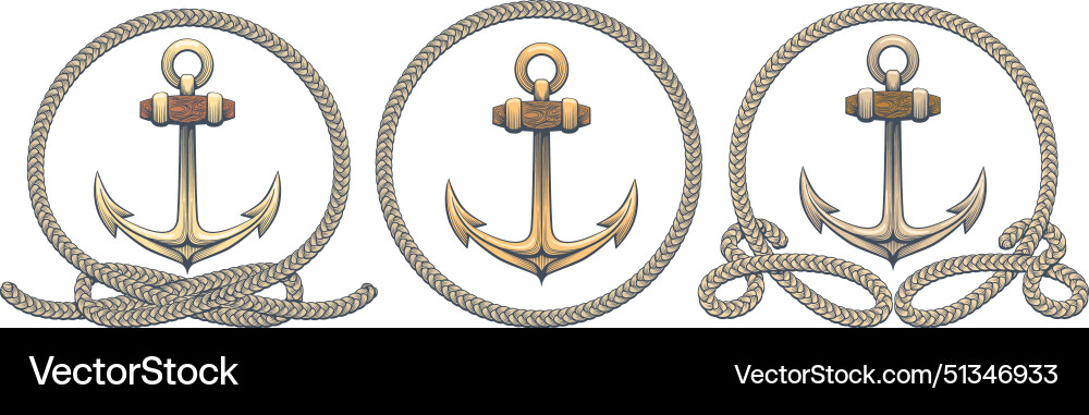 Nautical engraving anchors Royalty Free Vector Image