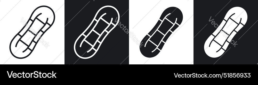 Peanut icon set in black and white filld Vector Image