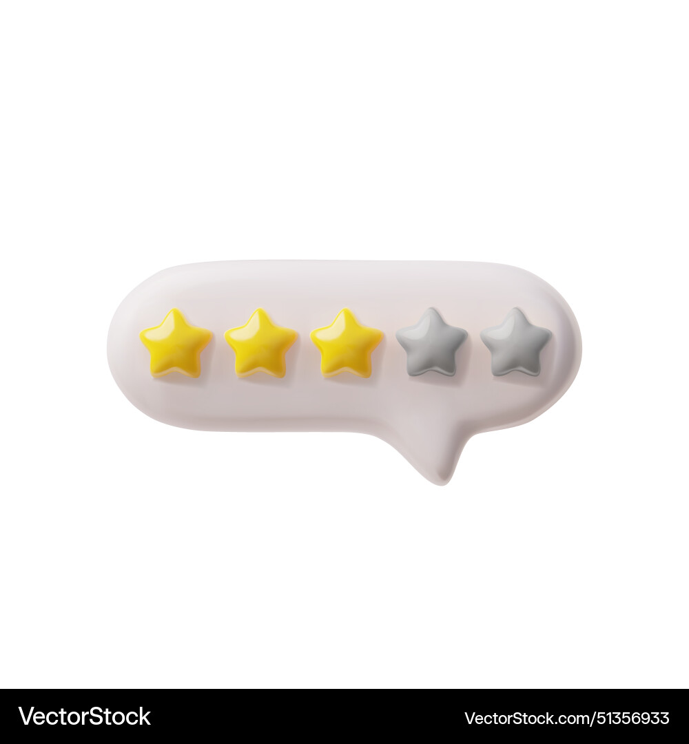 Three out of five-star rating 3d icon Royalty Free Vector