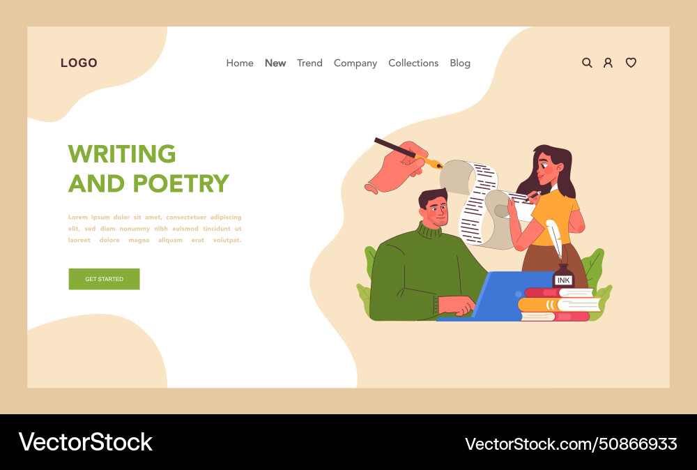 Writing and poetry concept flat Royalty Free Vector Image