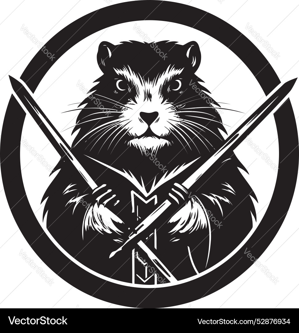 Bold black beaver emblem sleek beaver silhouette Vector Image