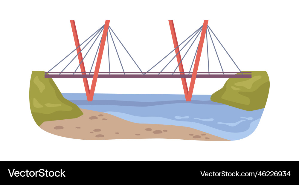 Bridge across river water mass Royalty Free Vector Image