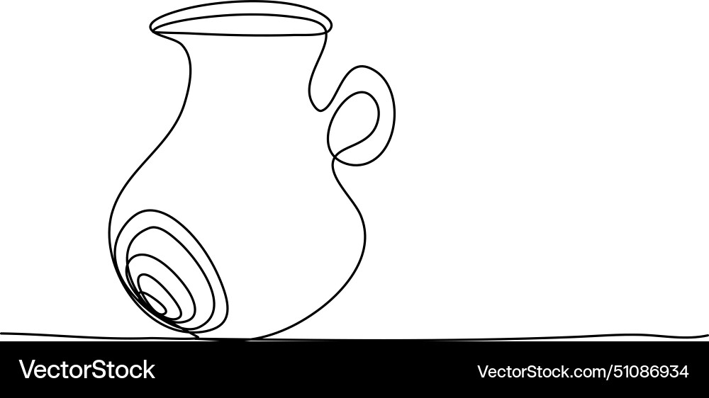 Jug one line drawing Royalty Free Vector Image