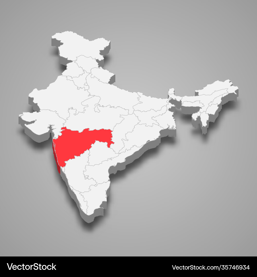 Maharashtra state location within india 3d map Vector Image