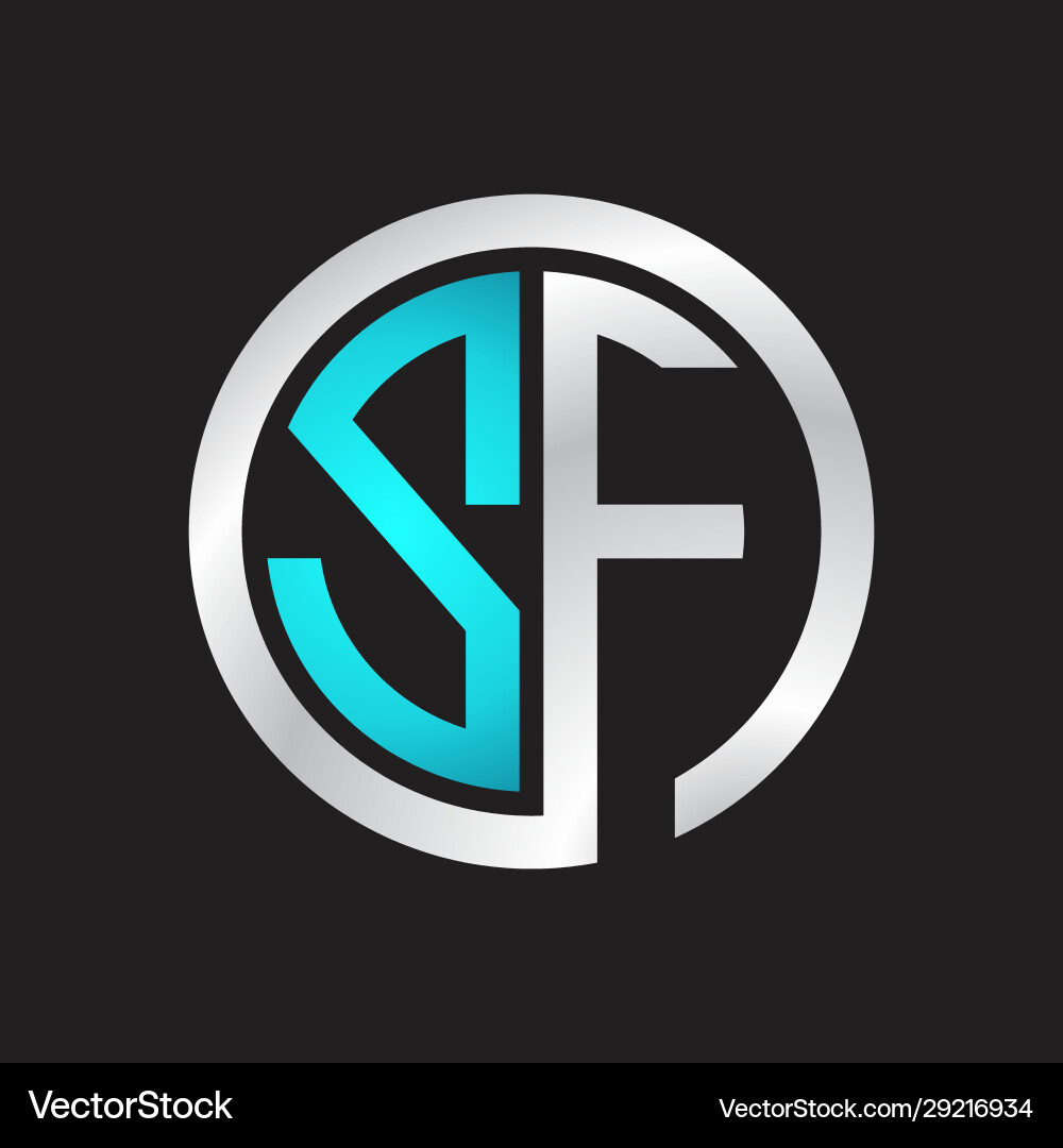 Sf initial logo linked circle monogram Royalty Free Vector