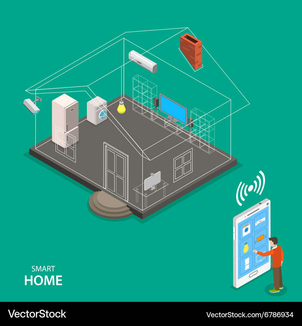 Smart home isometric flat concept Royalty Free Vector Image