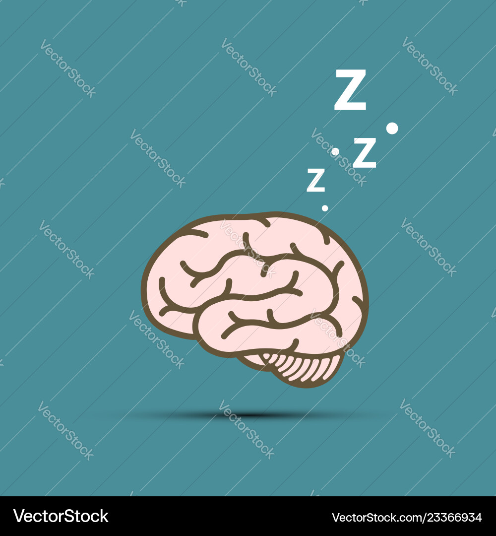 Snoring human brain flat graphics style Royalty Free Vector