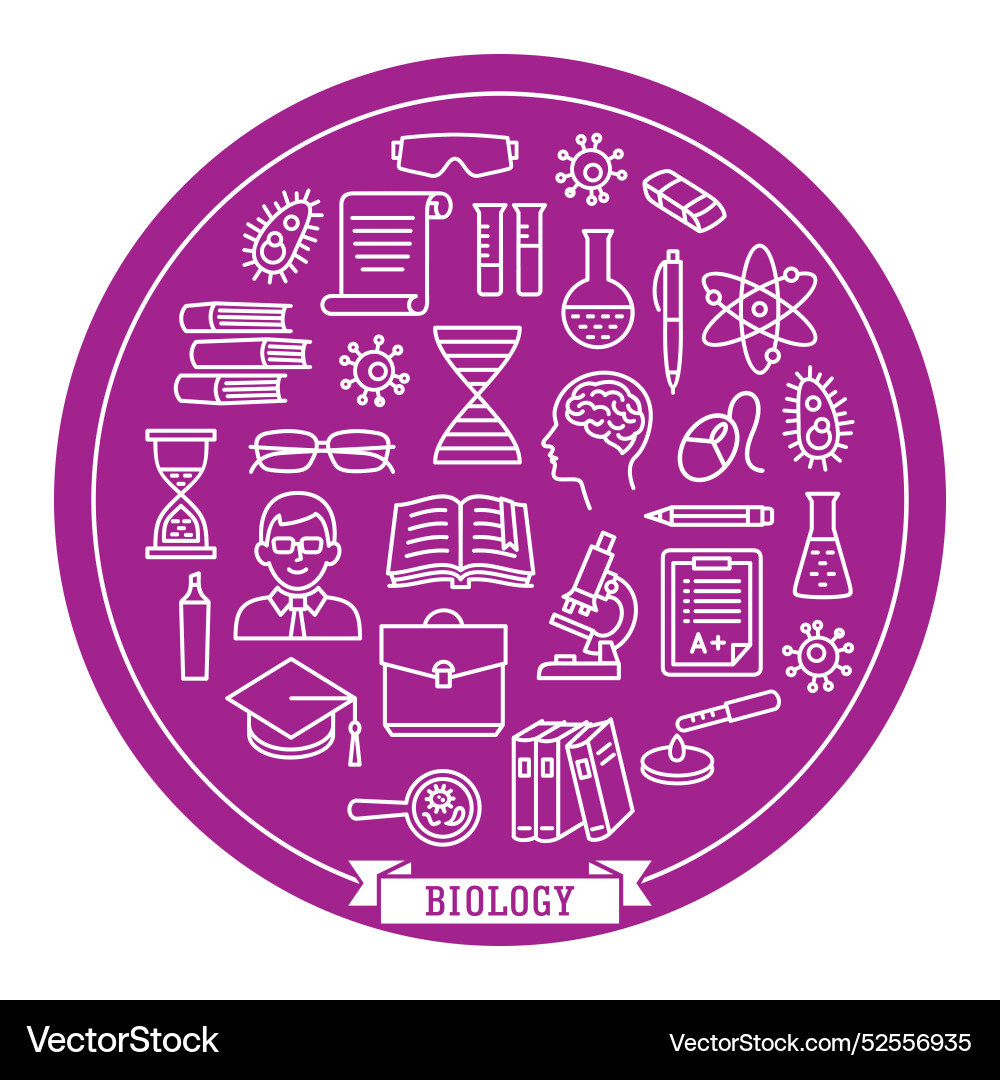 Biology school circle icon sticker Royalty Free Vector Image