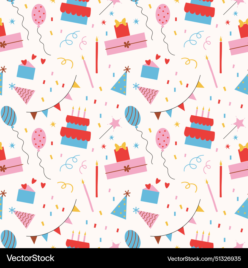 Birthday celebration seamless pattern Royalty Free Vector