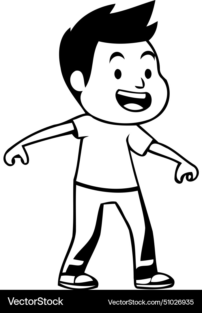Cartoon boy playing with a target on orange Vector Image