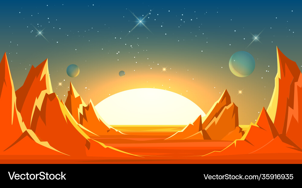 Cartoon space landscape Royalty Free Vector Image