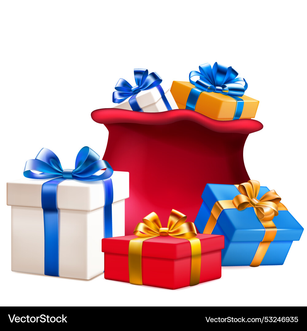 Colorful gifts in a bag Royalty Free Vector Image