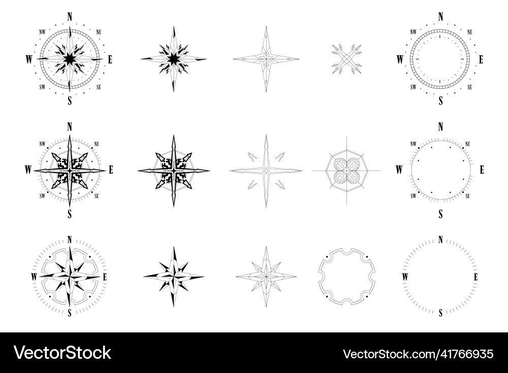Compass dial and arrow construction kit of wind Vector Image
