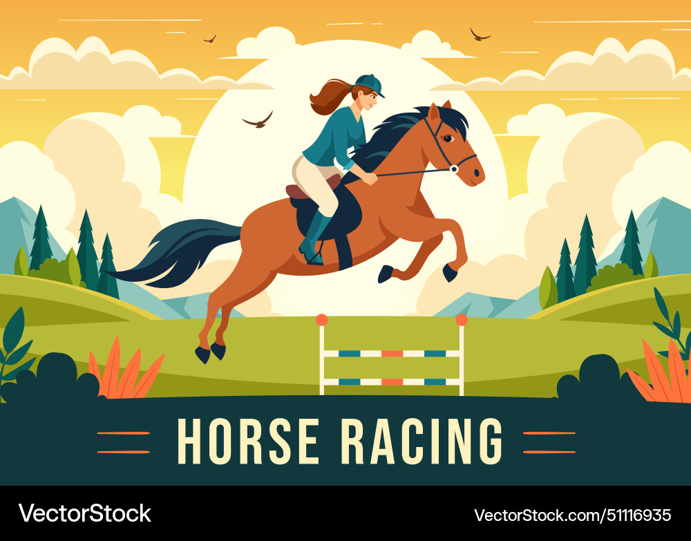 Horse racing competition with equestrian Vector Image