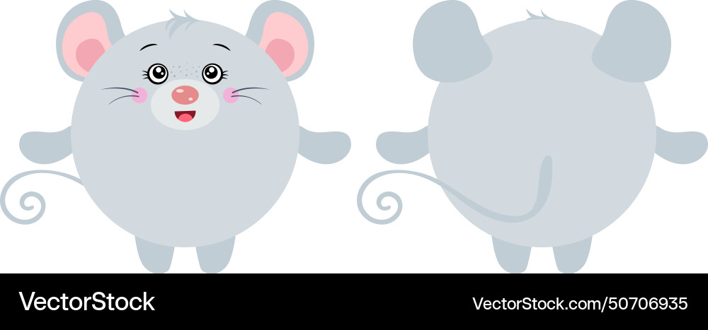 Round body mouse in front and back position Vector Image