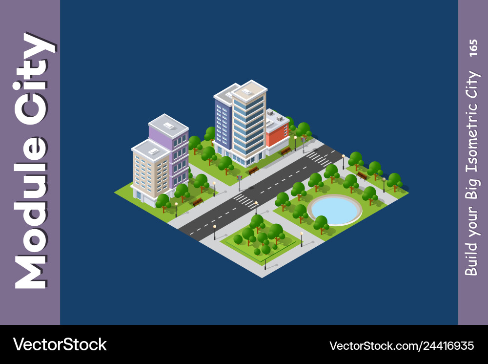 Set of modern isometric buildings Royalty Free Vector Image