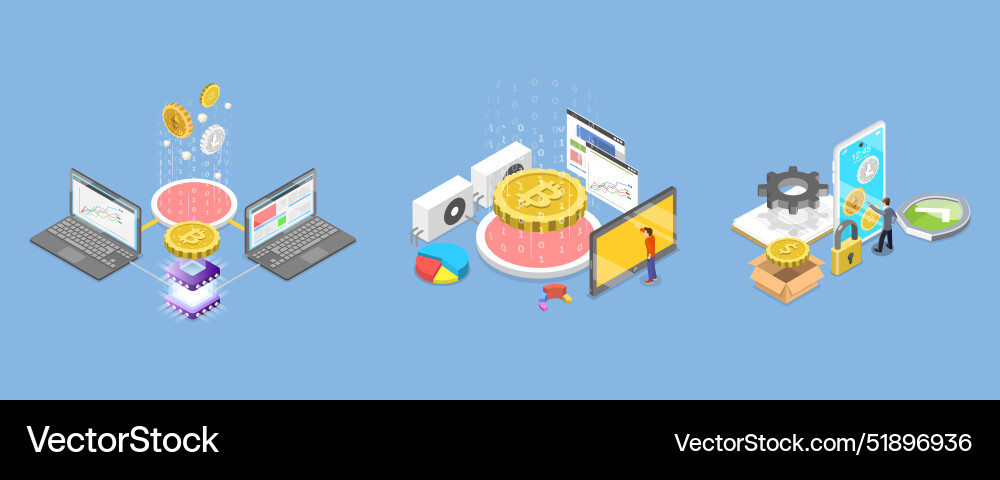 3d isometric flat Royalty Free Vector Image - VectorStock