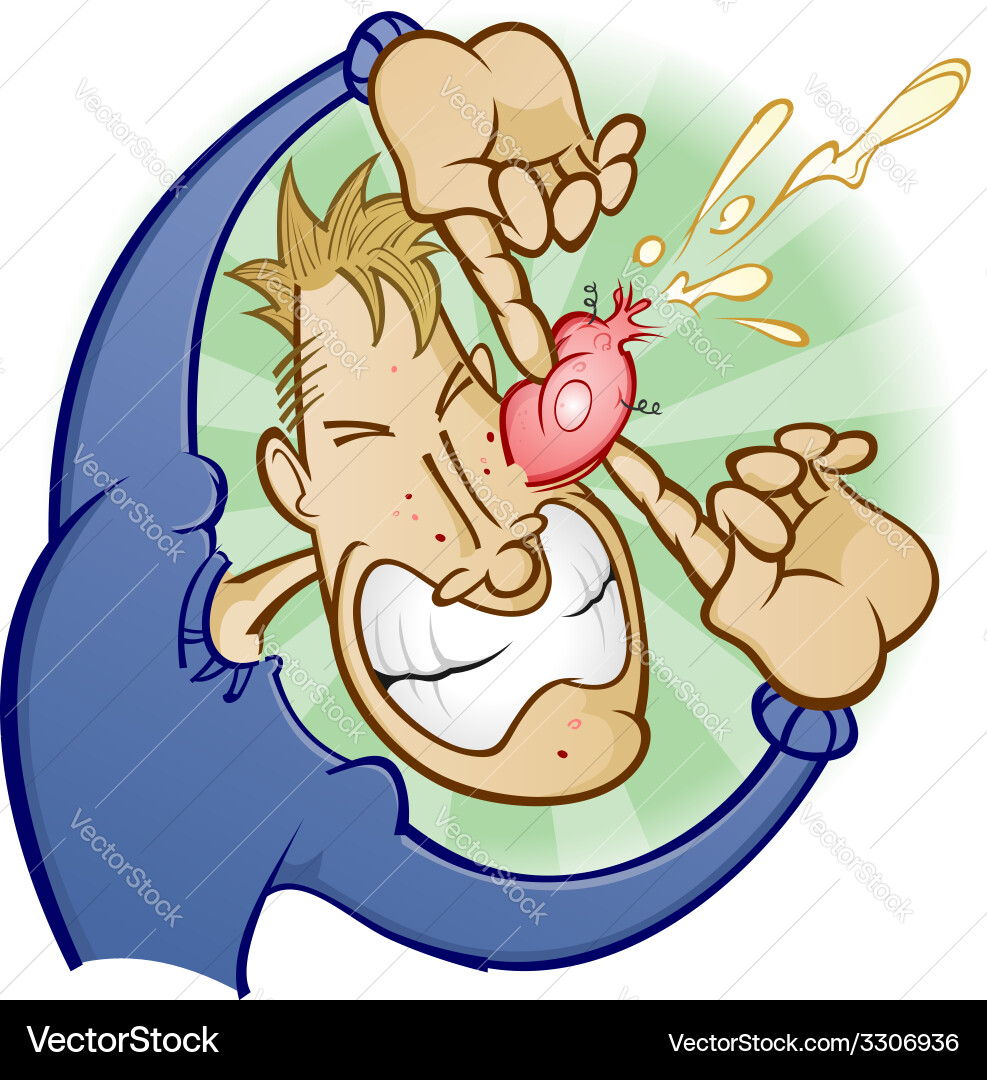 Boy popping a pimple cartoon character Royalty Free Vector