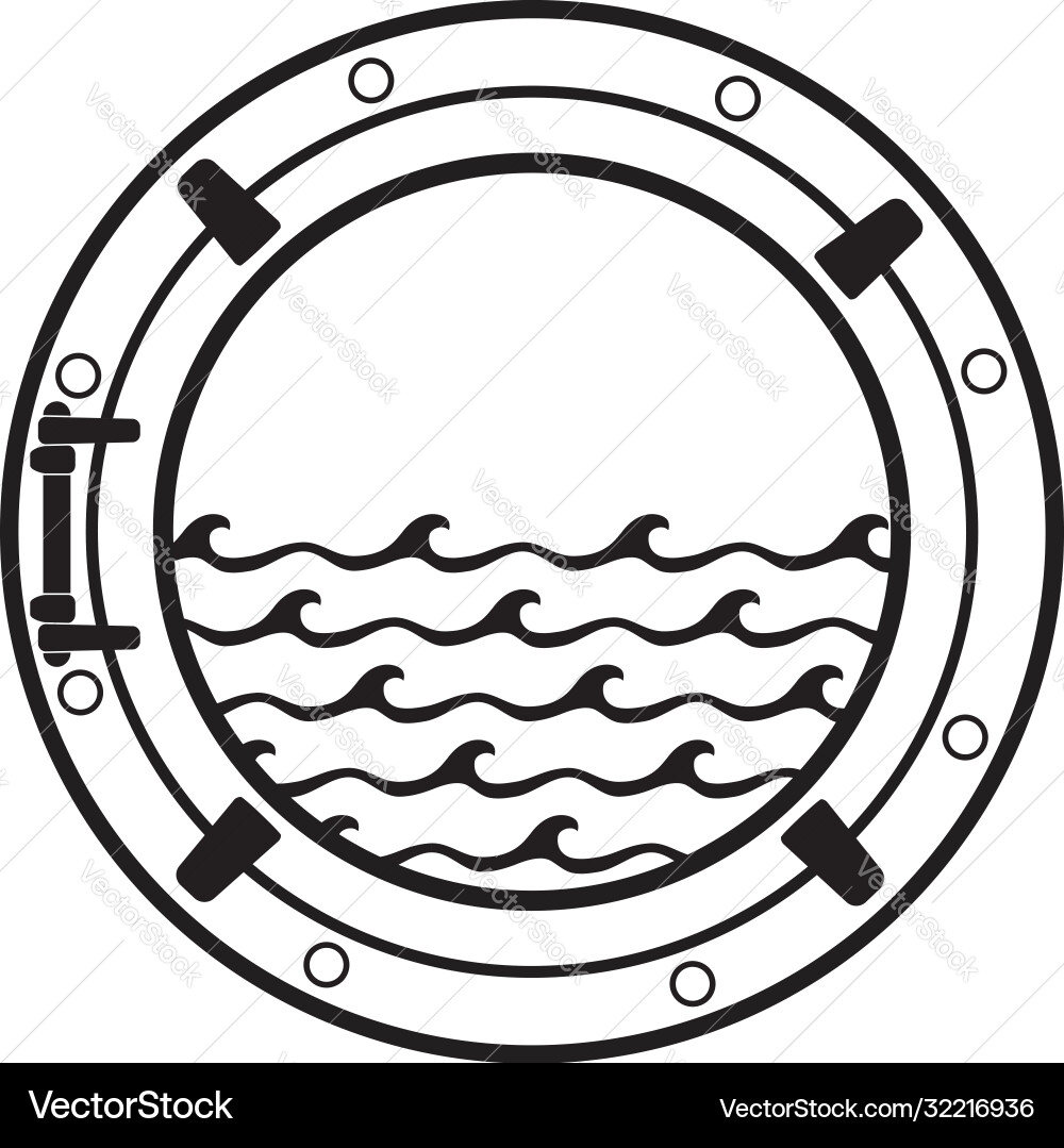Cruise ship cabin porthole icon Royalty Free Vector Image