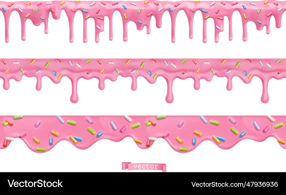 Donut pink icing with sprinkles 3d realistic Vector Image