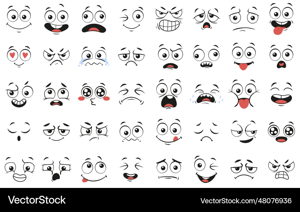 Expressive Cartoon Faces Royalty Free Vector Image