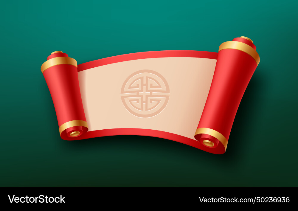 Red and gold cream paper ancient scrolls chinese Vector Image