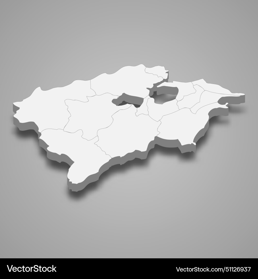 3d isometric map of bizerte is a governorate Vector Image