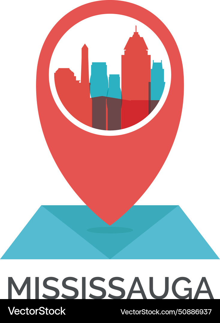 Canada mississauga map city pin point geolocation Vector Image