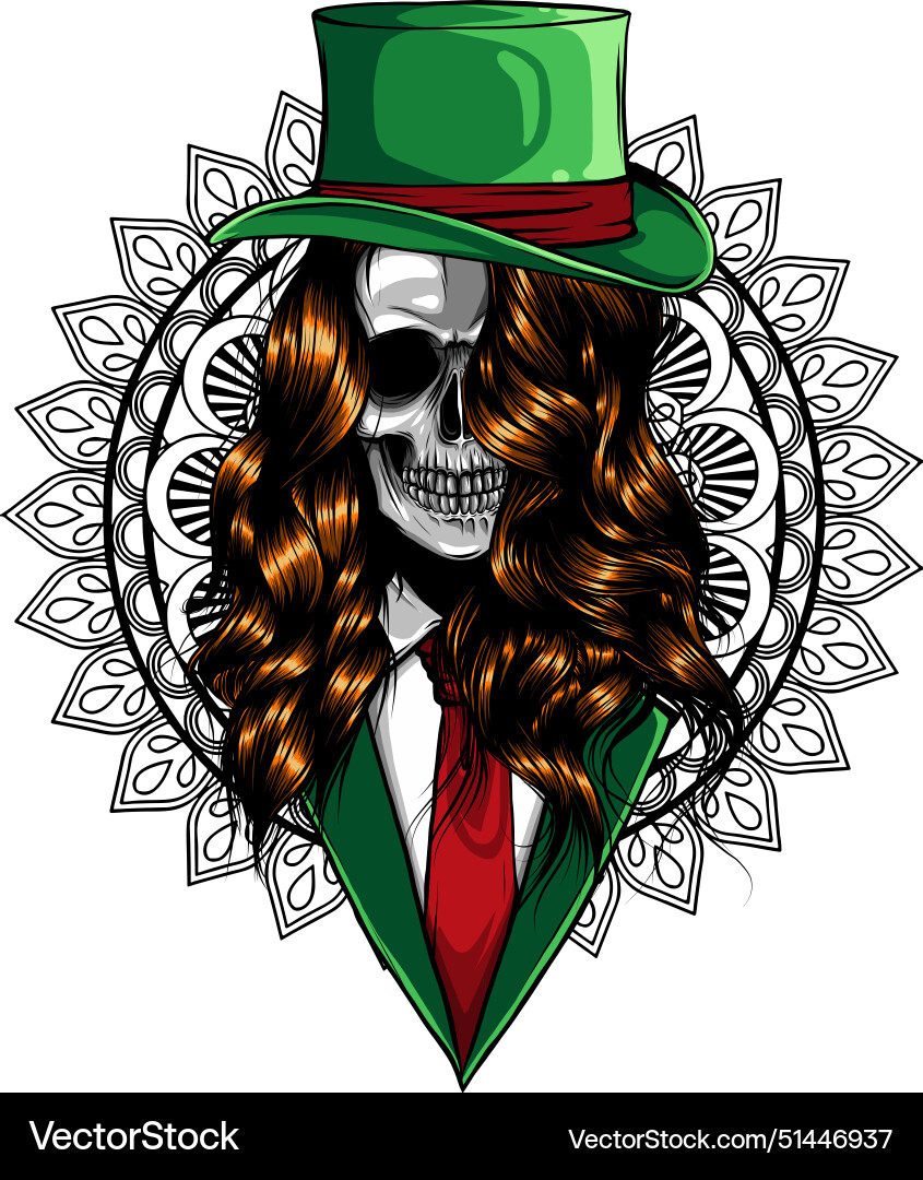 Colored draw of human skull Royalty Free Vector Image