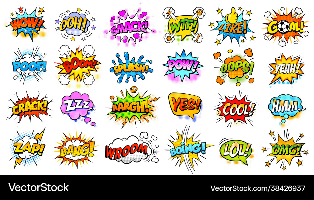 Exclamation texting comic signs on speech bubbles Vector Image