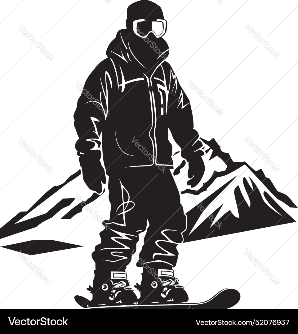 Frosty ascent icon of snowboarding man summit Vector Image
