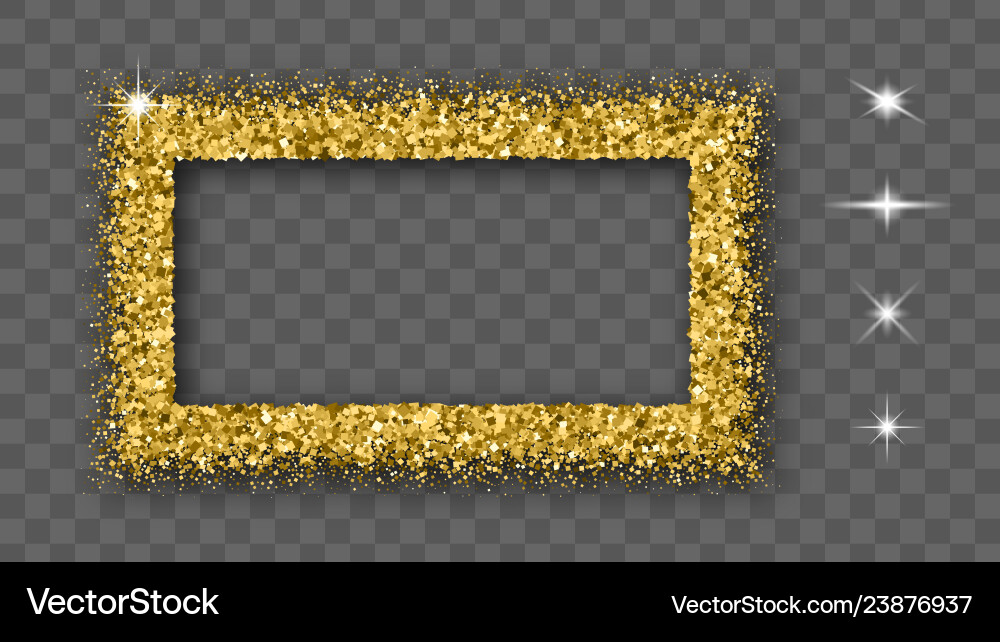 Gold glitter frame with bland shadows Royalty Free Vector