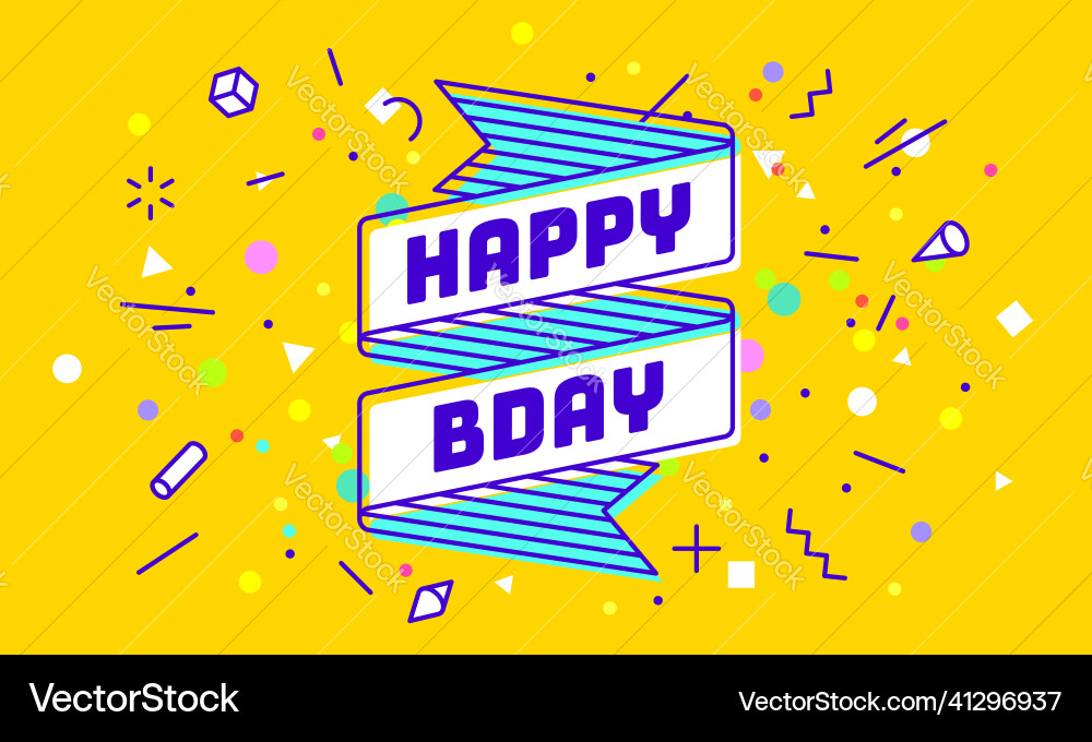 Happy Birthday Ribbon Banner Royalty Free Vector Image