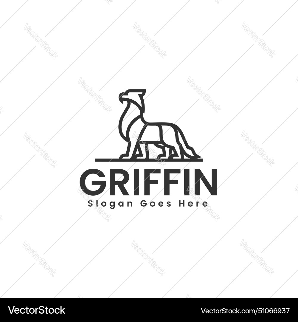 Logo griffin line art style Royalty Free Vector Image