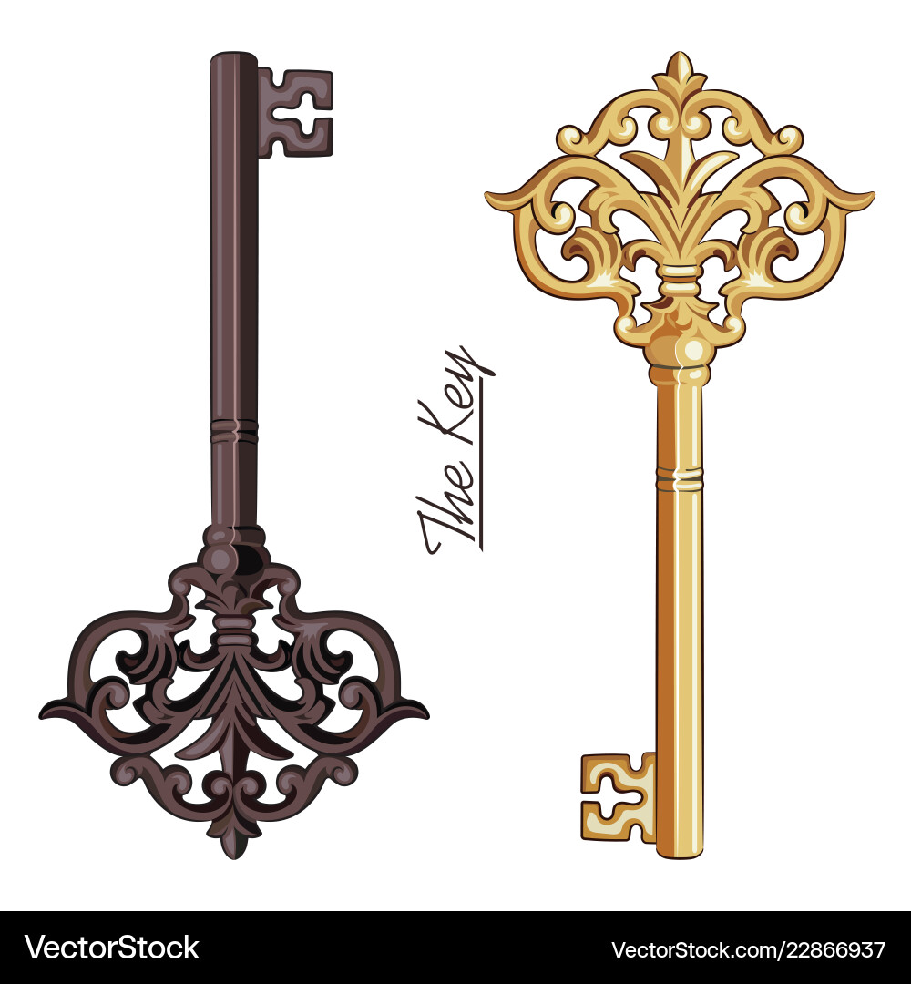 Ornamental medieval vintage keys with victorian Vector Image