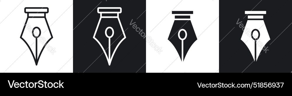 Pen nib icon set in black and white filld Vector Image