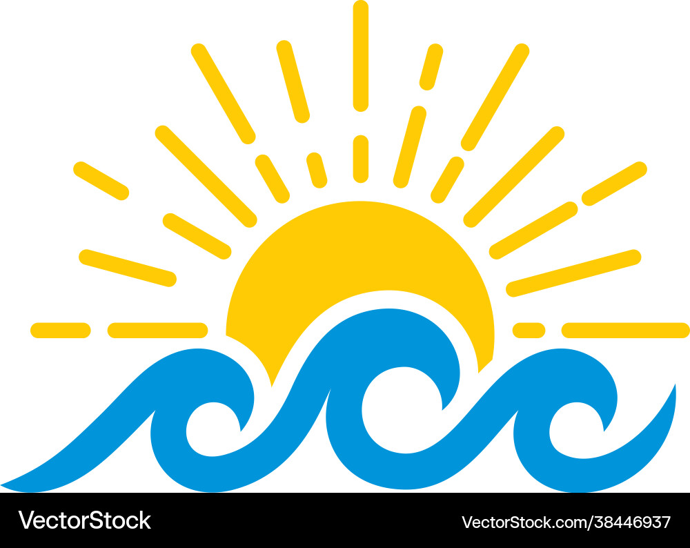 Waves and sun Royalty Free Vector Image - VectorStock