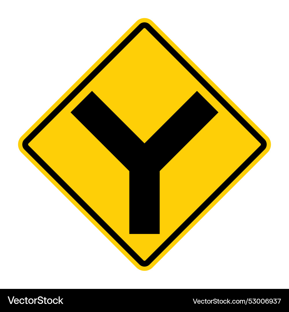 Y intersection road sign Royalty Free Vector Image