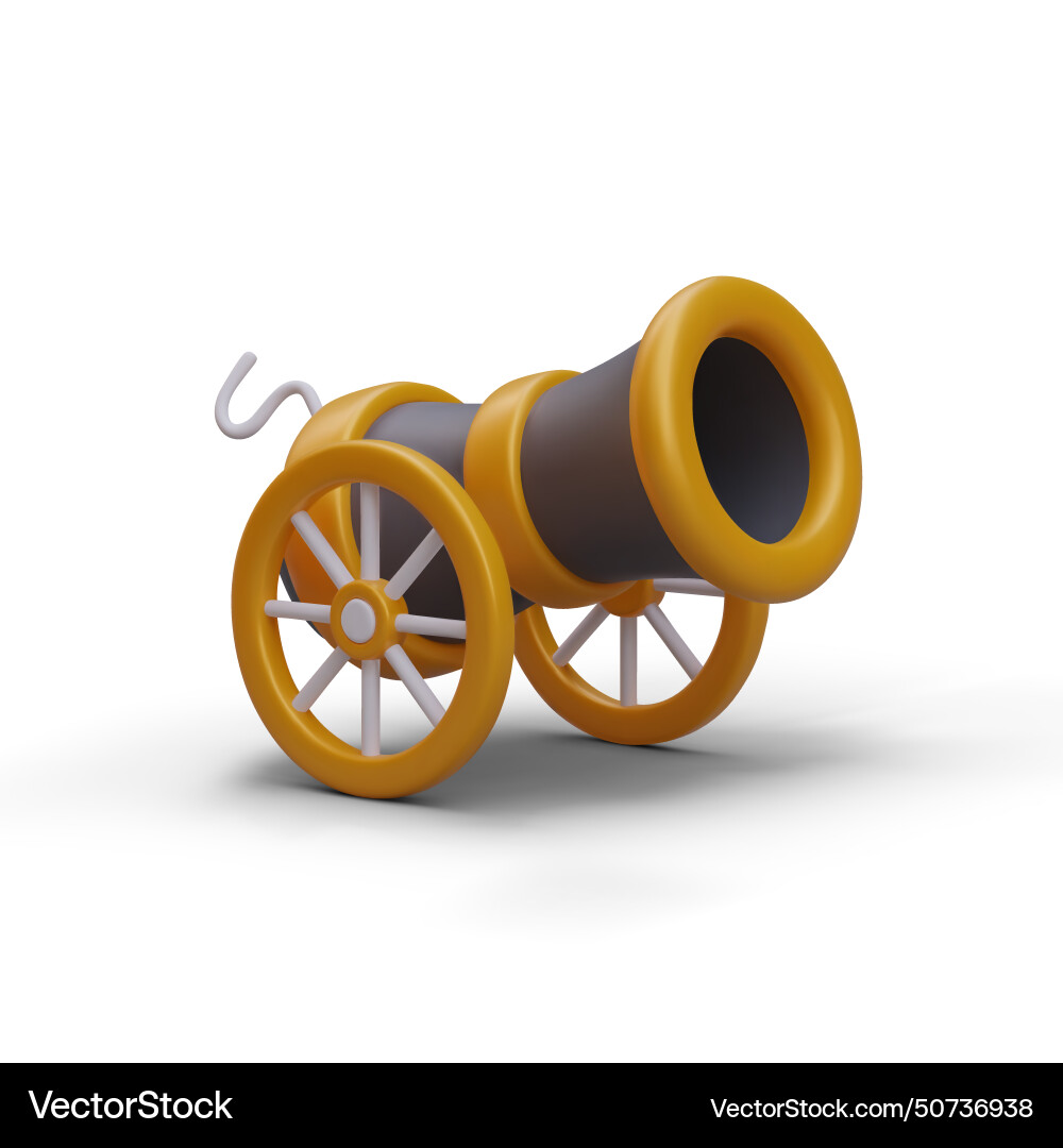 Ancient cannon on wheels for computer game Vector Image