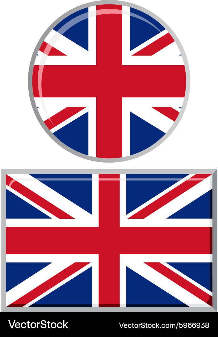 British Flag Icons - Round & Square Royalty Free Vector