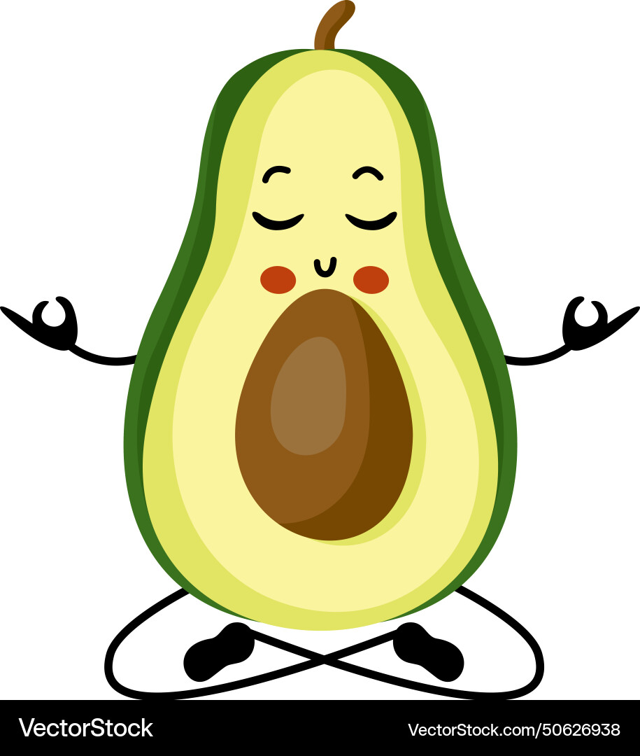 Cute avocado mascot doing yoga meditation Vector Image