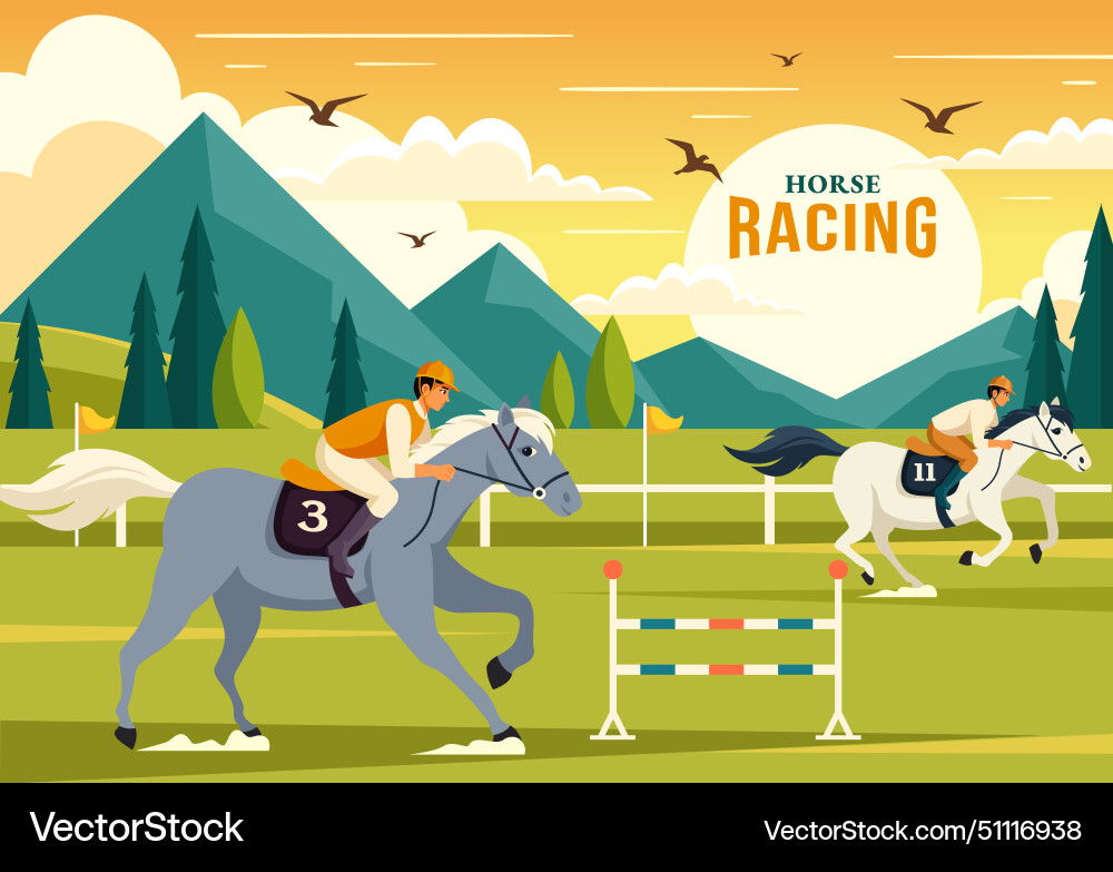 Horse racing competition with equestrian Vector Image