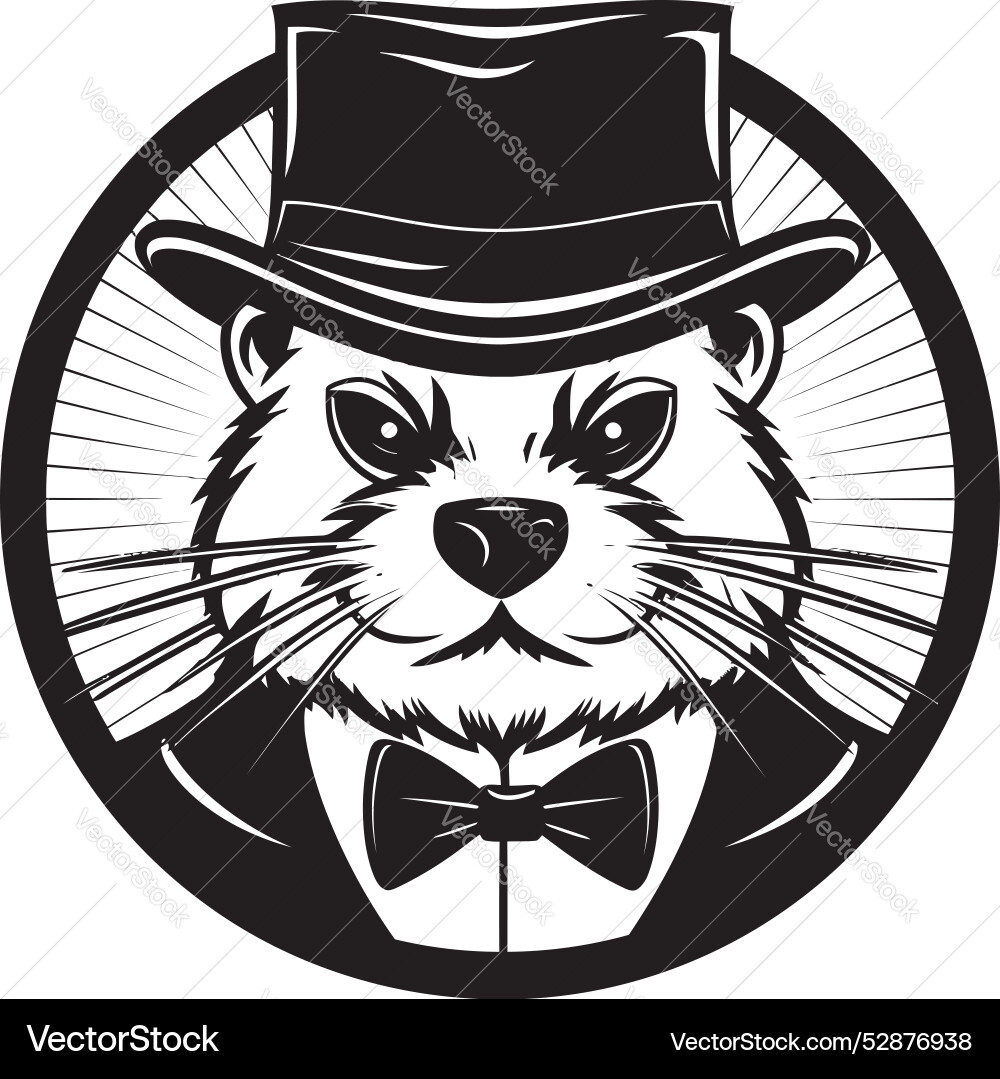 Ingenious beaver badge crest design Royalty Free Vector