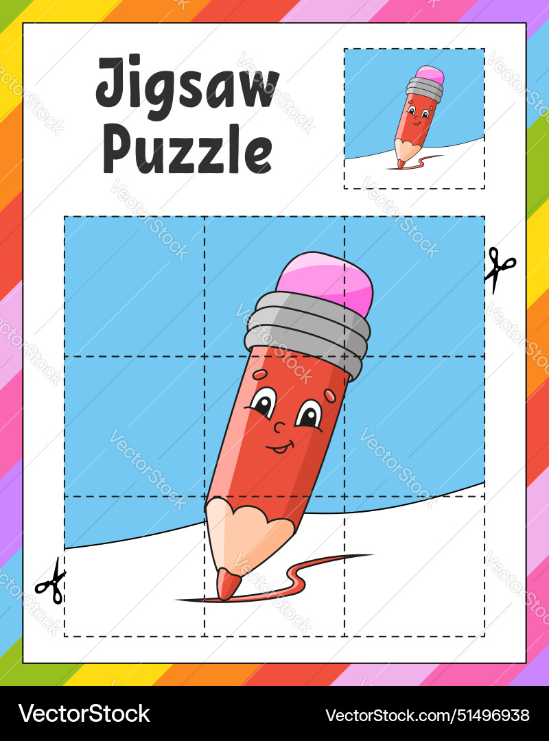 Jigsaw puzzle cut and play square logic Royalty Free Vector