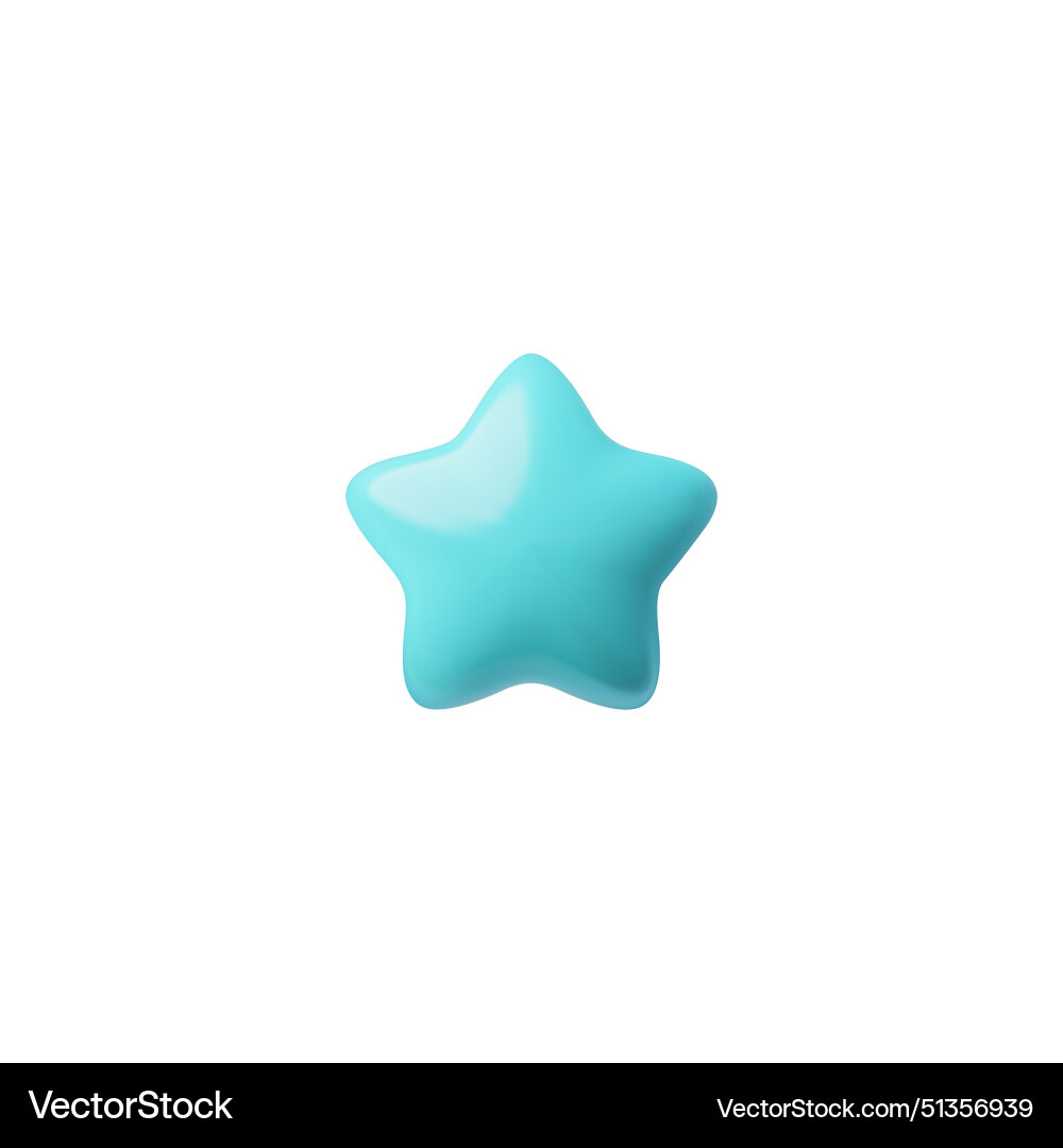 Blue cartoon 3d star on isolated background Vector Image