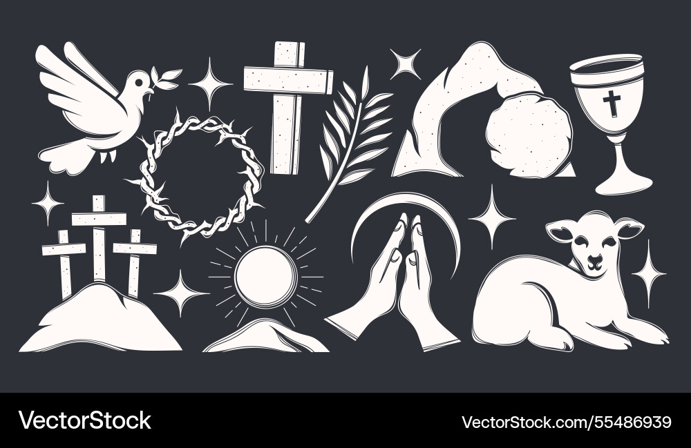 Easter elements religious symbols bible Royalty Free Vector
