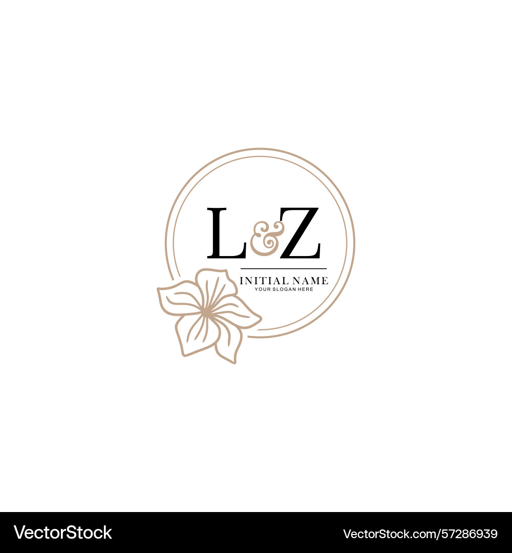 Elegant lz initial logos with floral and modern Vector Image