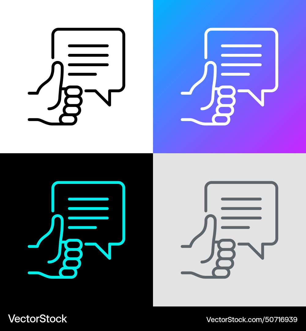 Feedback thin line icon thumbs up with speech Vector Image