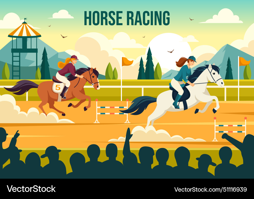 Horse racing competition with equestrian Vector Image